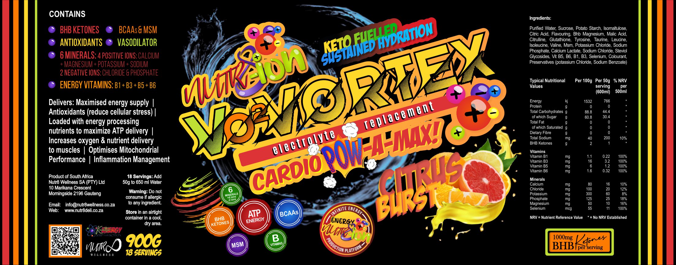 VO2 Vortex Hydration - With Electrolytes, B-vitamins, 44g Carbs, BCAAs ...